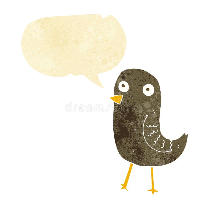 Funny Cartoon Bird with Speech Bubble Stock Illustration - Illustration ...