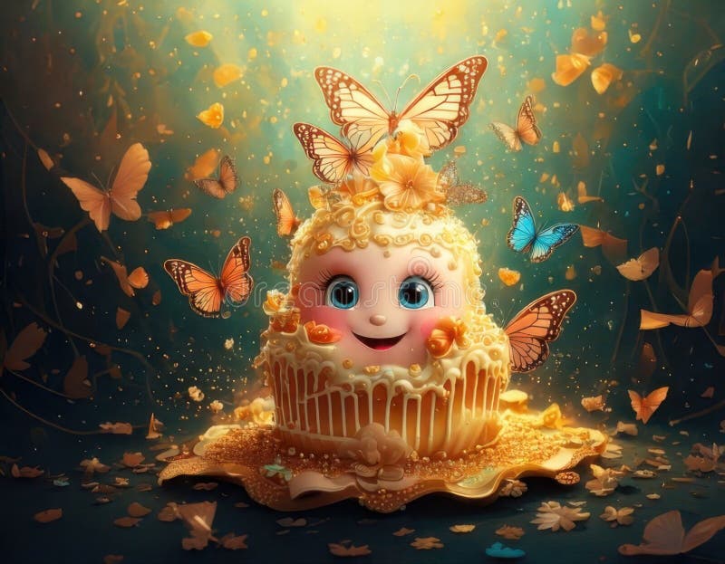 Funny Cartoon Birthday Cake Stock Illustration - Illustration of ...