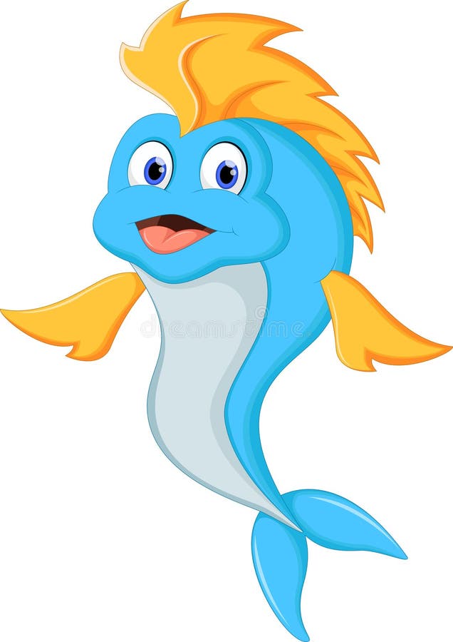Funny cartoon blue fish stock illustration. Illustration of idol - 69171485