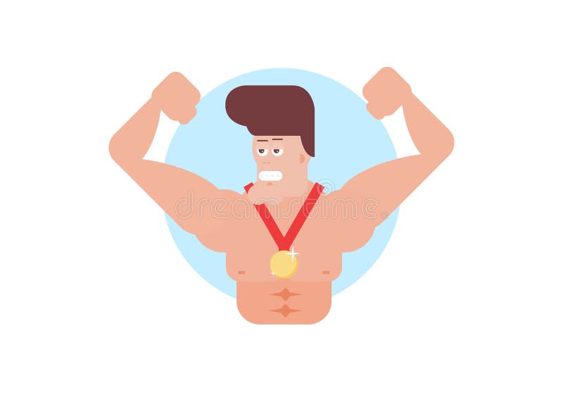 Funny Cartoon Bodybuilder. Flat Vector Stock Vector - Illustration of ...
