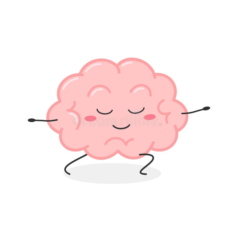 Funny Cartoon Brain Practicing Yoga Tree Position Stock Vector ...