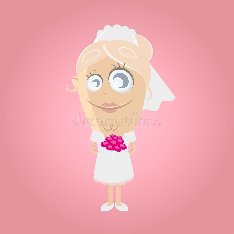 Funny cartoon bride stock vector. Illustration of happy - 56695403
