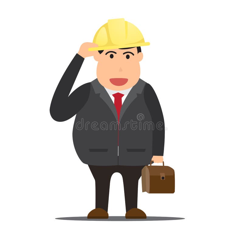 Funny Cartoon Builder, Construction Worker or Engineering Stock Vector ...