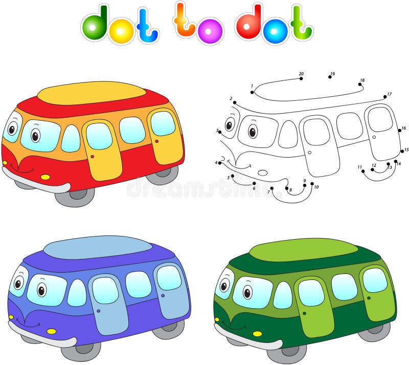 Funny Cartoon Bus. Connect Dots and Get Image Stock Vector ...