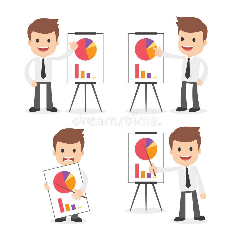 Funny Cartoon Businessman with Chart Stock Vector - Illustration of ...