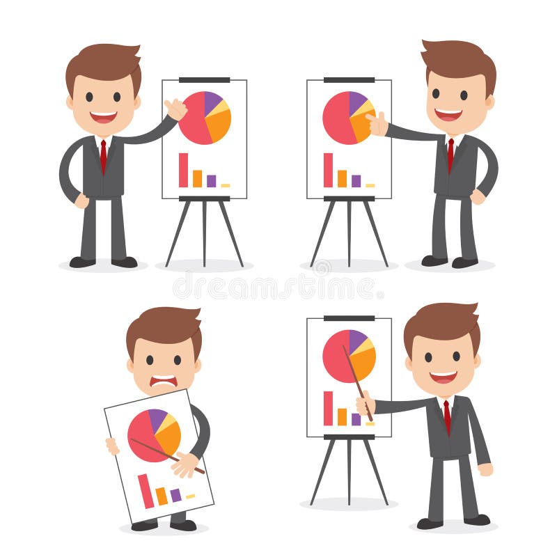 Funny Cartoon Businessman with Chart Stock Vector - Illustration of ...