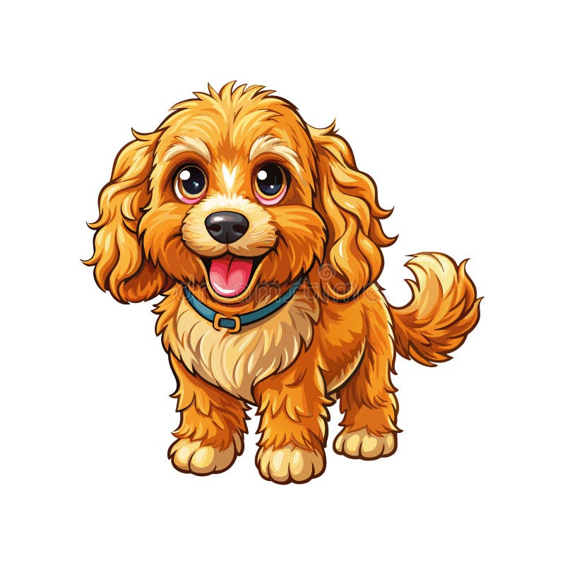 A Happy Funny Cartoon Style Cavapoo Stock Vector - Illustration of ...