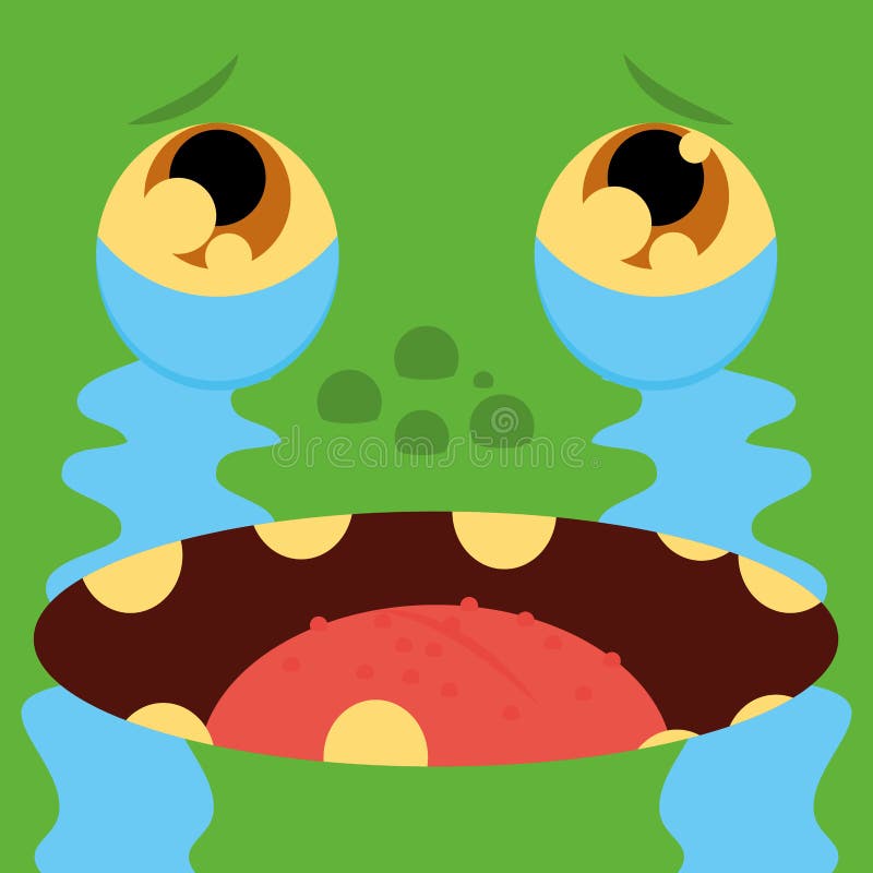 Cartoon Monster Face. Vector Halloween Blue Smiling Monster Avatar ...