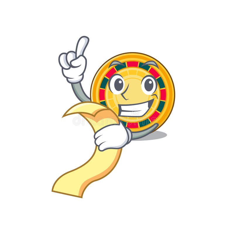 Funny Roulette Cartoon Character Style Holding a Standing Flag Stock ...