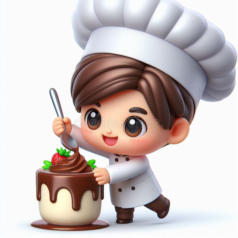 Funny Cartoon of Chef Making Delicious Cakes. AI Generated Stock ...