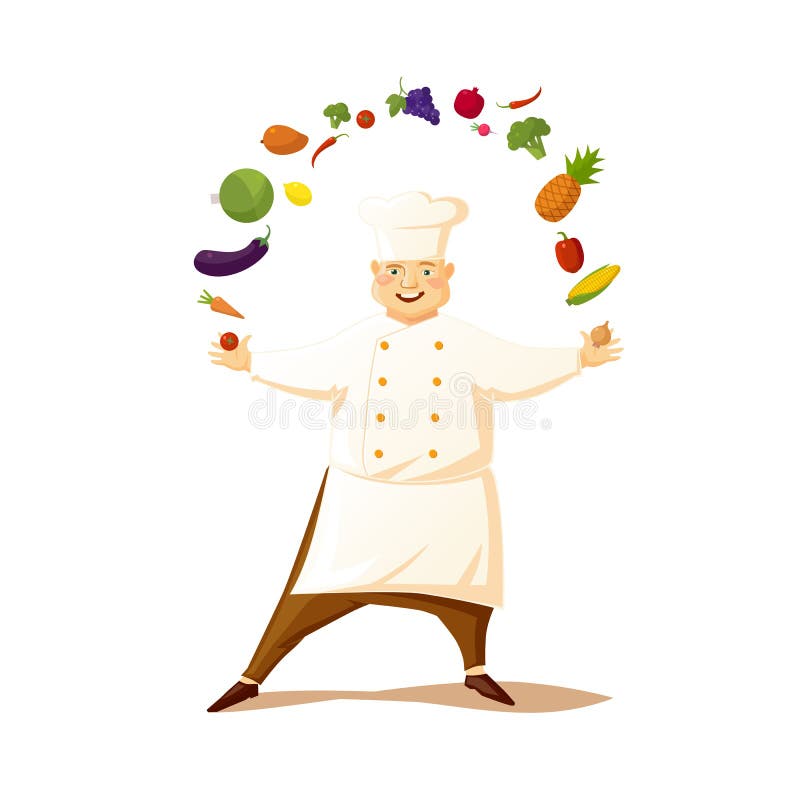 Funny cartoon chef. stock vector. Illustration of laughter - 70950069