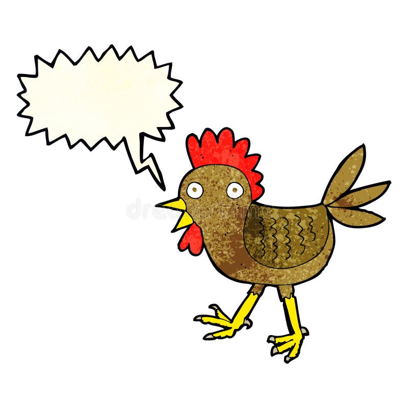 Funny Cartoon Chicken with Speech Bubble Stock Illustration ...