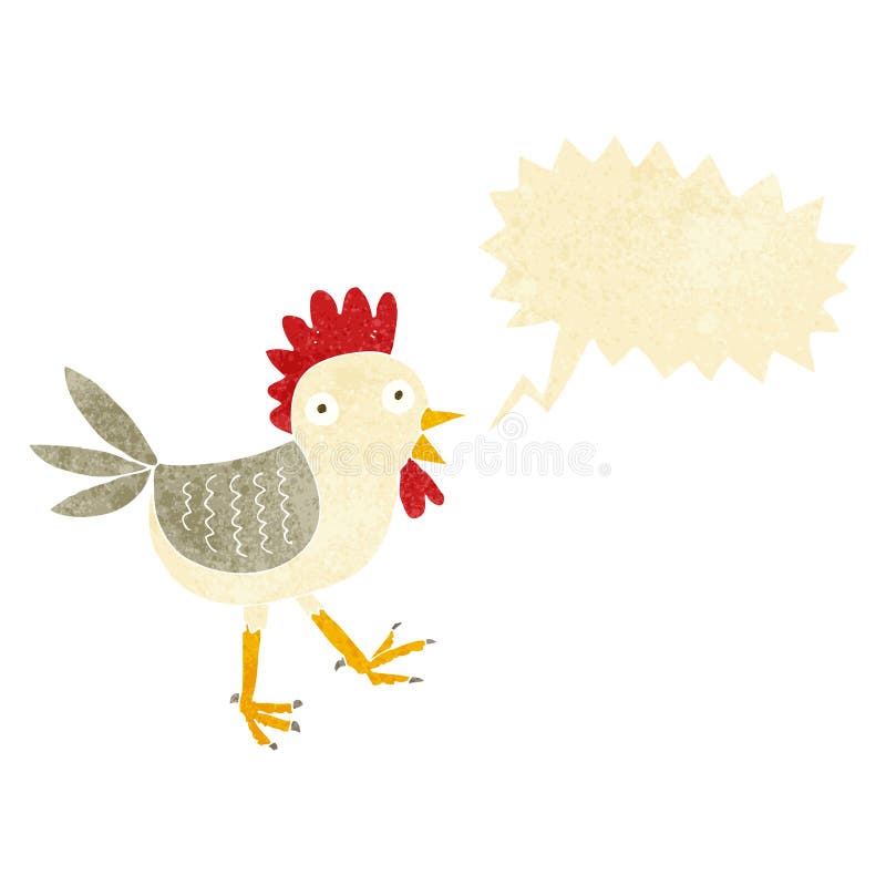Funny Cartoon Chicken with Speech Bubble Stock Illustration ...