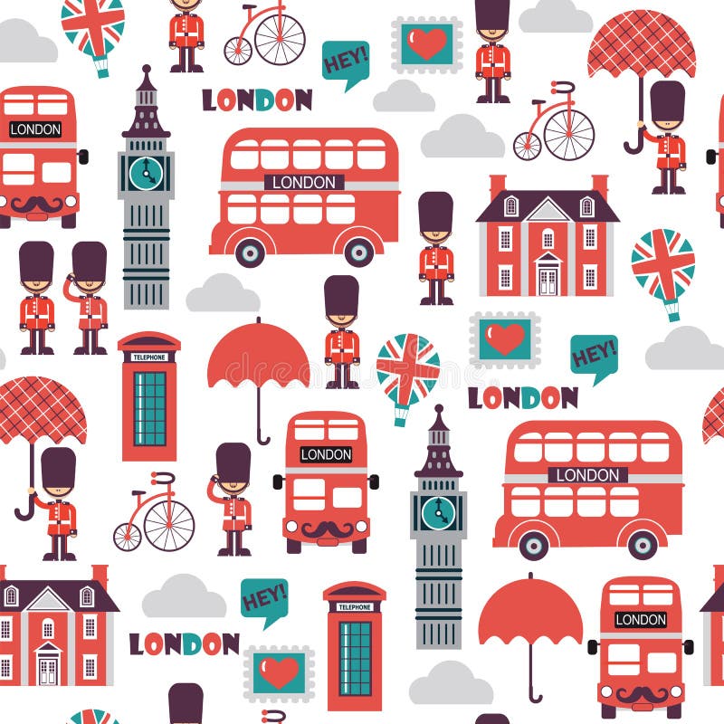 Vector British Seamless Pattern with Soldiers and Big Ben Stock ...