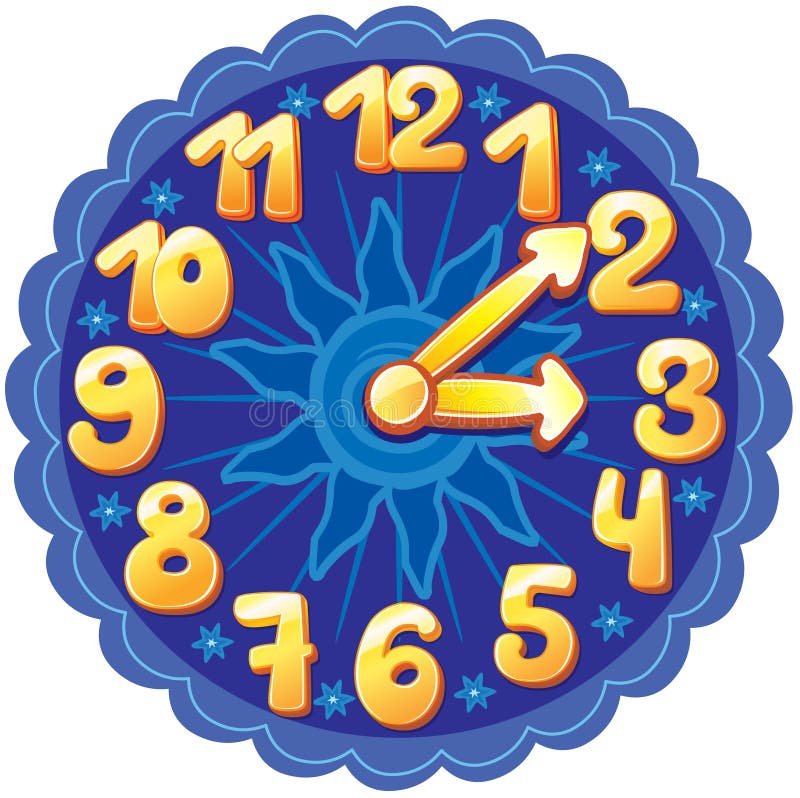 Funny Cartoon Clock for Kids Stock Vector - Illustration of hour, watch ...
