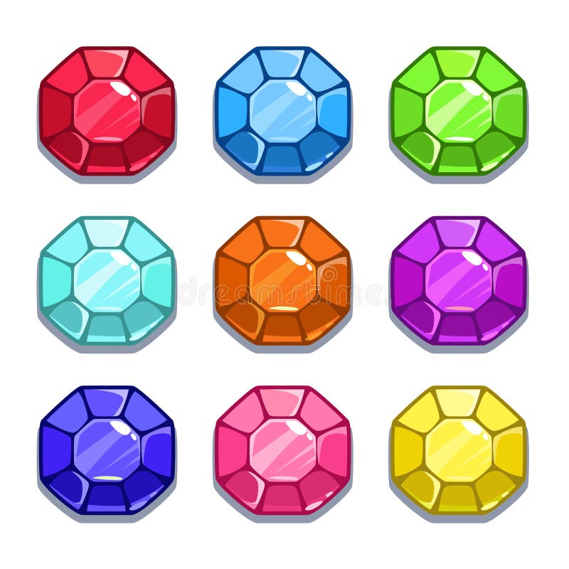 Funny Cartoon Colorful Gems Set Stock Vector - Illustration of bright ...
