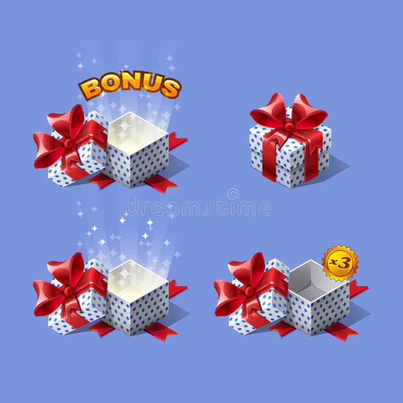 Funny Cartoon Colorful Isometric Gift Boxes Set with Bonus. Stock ...