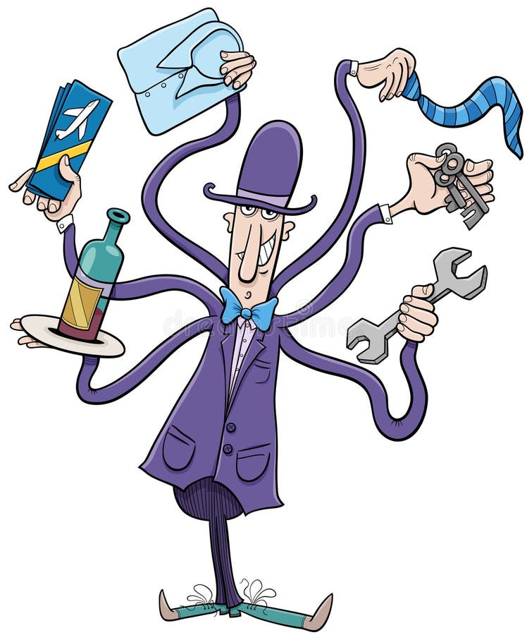 Funny Cartoon Concierge or Personal Assistant Character Stock Vector ...