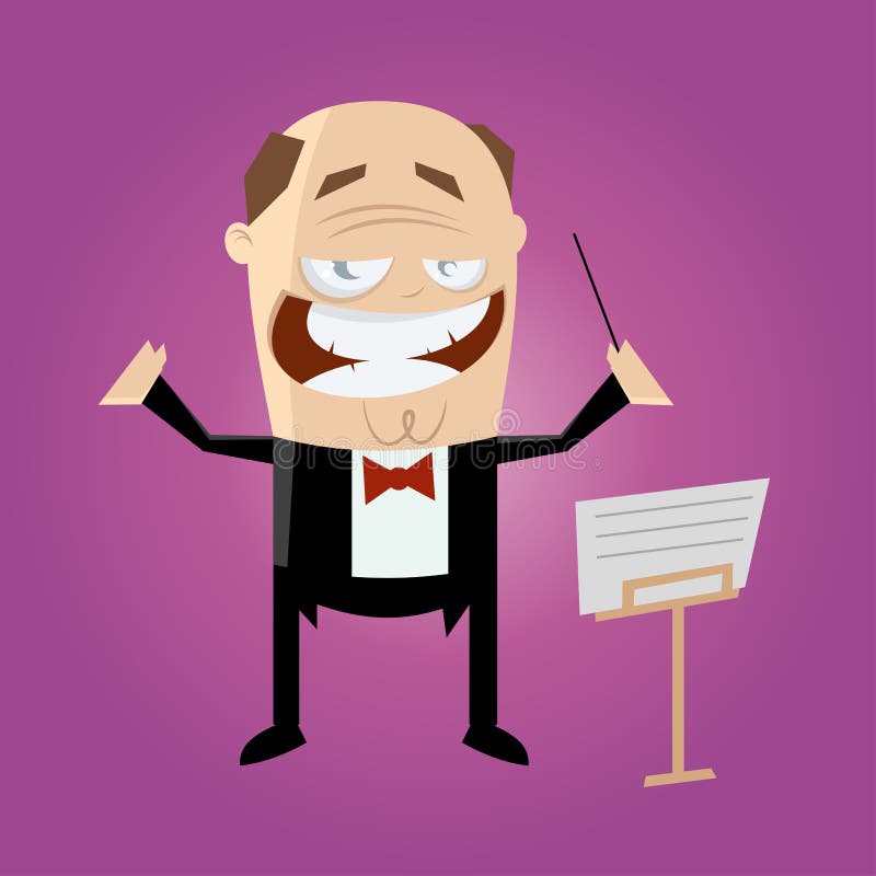Cartoon Conductor with Notes Stock Vector - Illustration of character ...