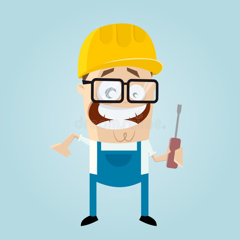 Funny Cartoon Construction Worker Stock Vector - Illustration of tool ...