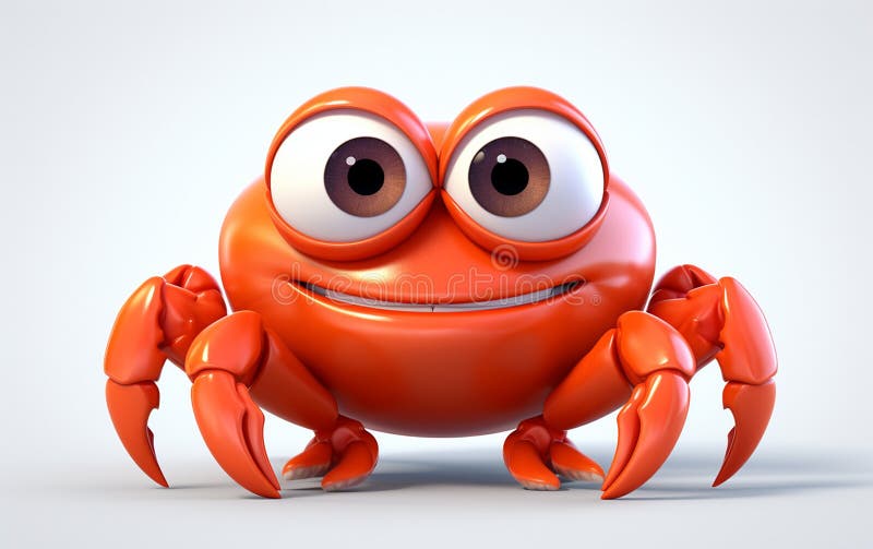 Funny Cartoon Crab on a White Background - 3D Illustration Stock ...