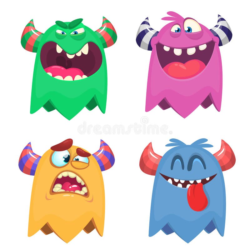 Funny Cartoon Creatures. Set of Cartoon Vector Monsters Characters ...