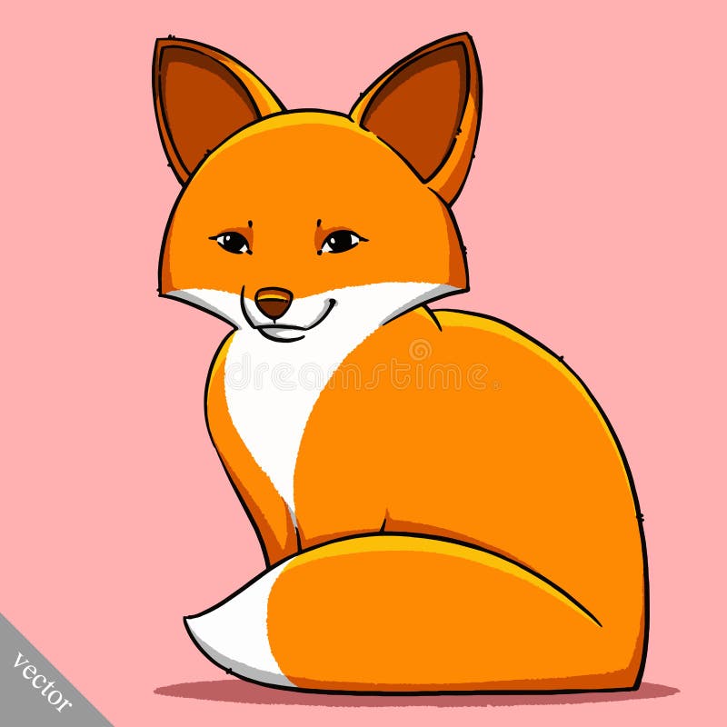 Funny Cartoon Cute Fat Fox Vector Illustration Stock Vector ...