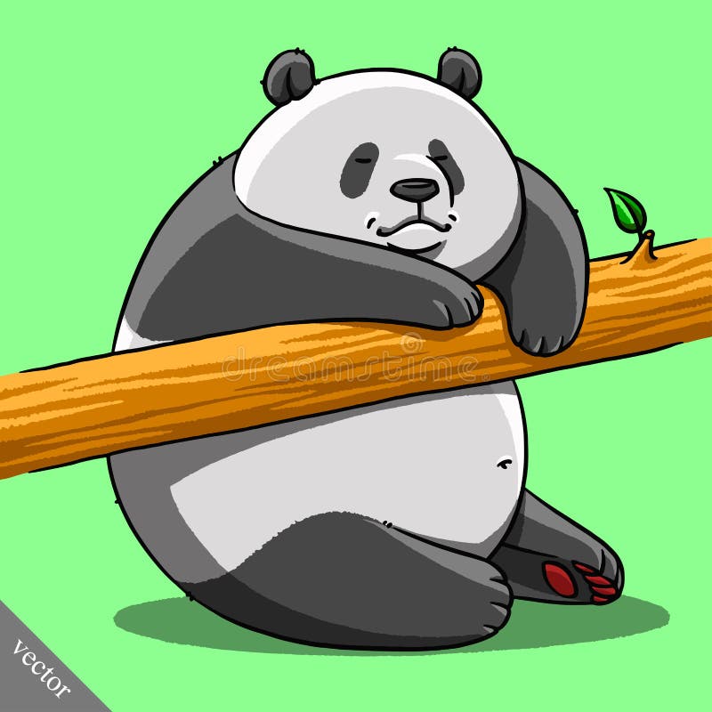 Funny Cartoon Cute Fat Panda Bear Illustration Stock Vector ...