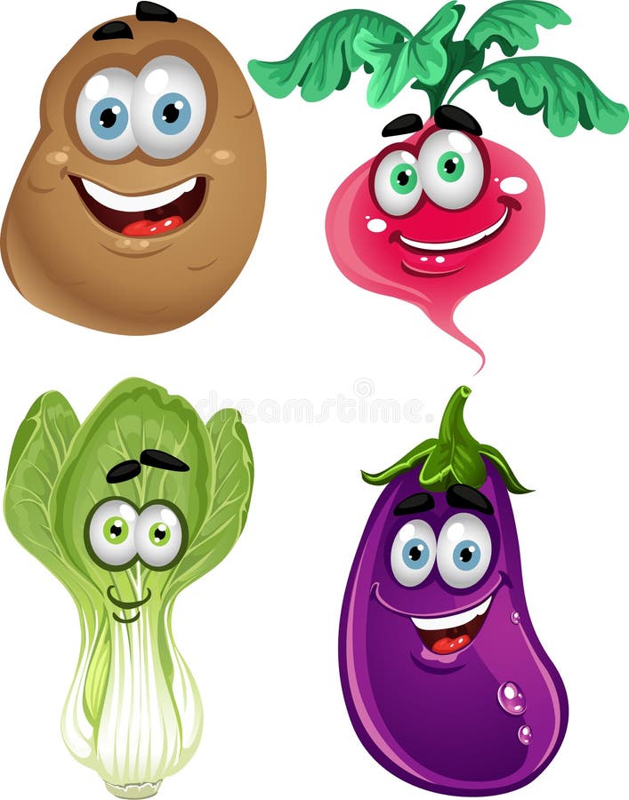 Funny Cartoon Cute Vegetables Stock Illustration - Illustration of gold ...