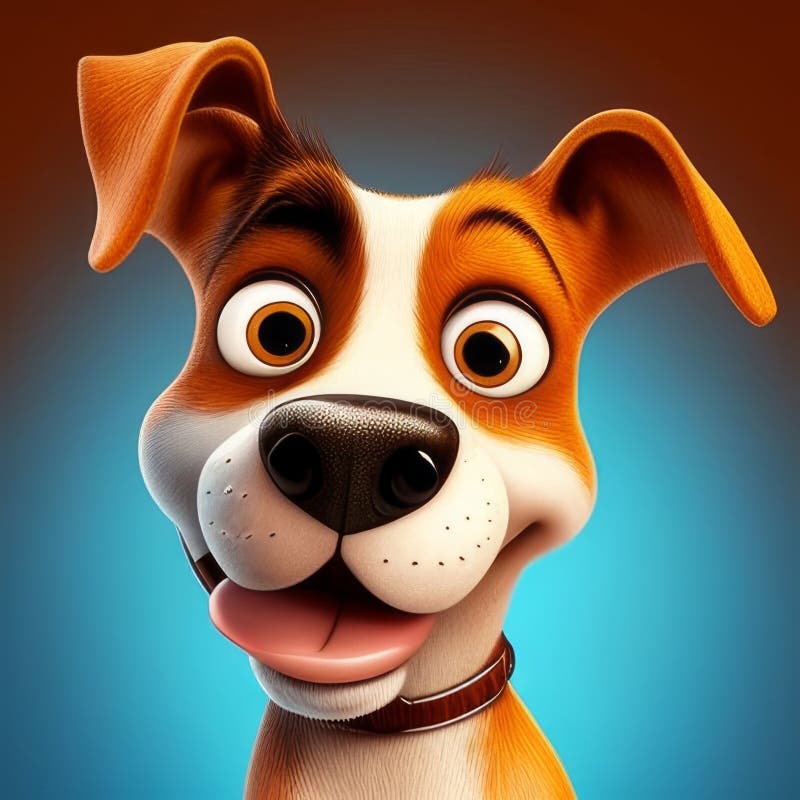 Funny Cartoon 3D Dog, Model of a Dog from a Cartoon Stock Illustration ...