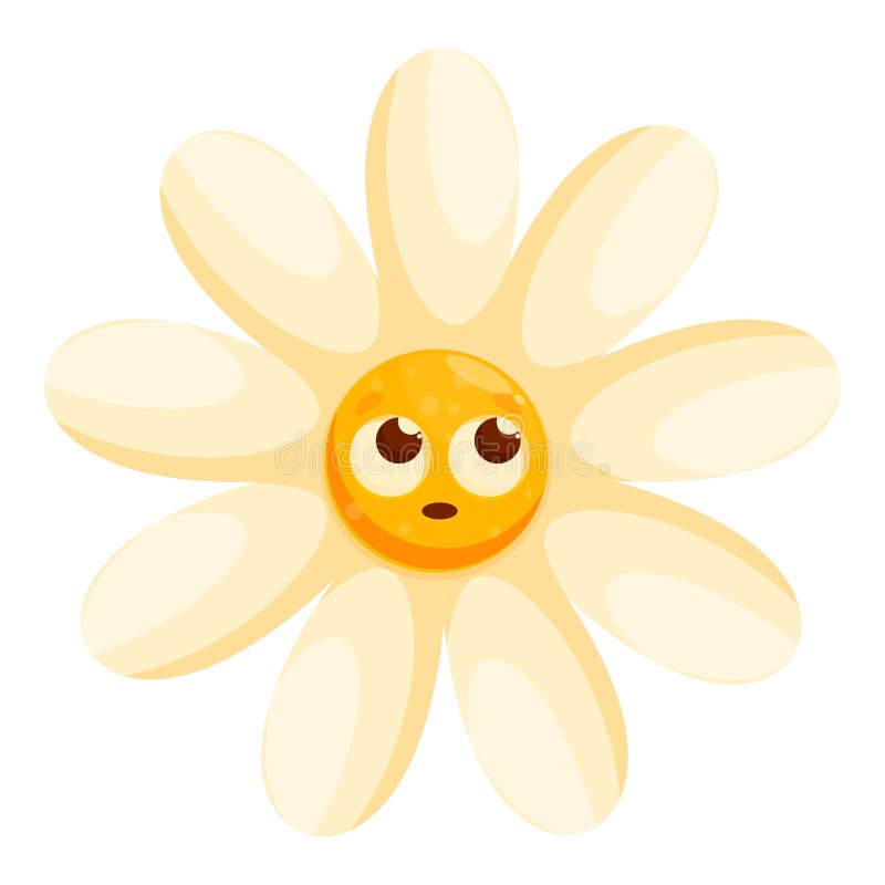 Funny Cartoon Daisy Flower Showing a Confused Expression Stock Vector ...