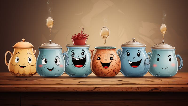 Funny cartoon dancing cups stock illustration. Illustration of color ...