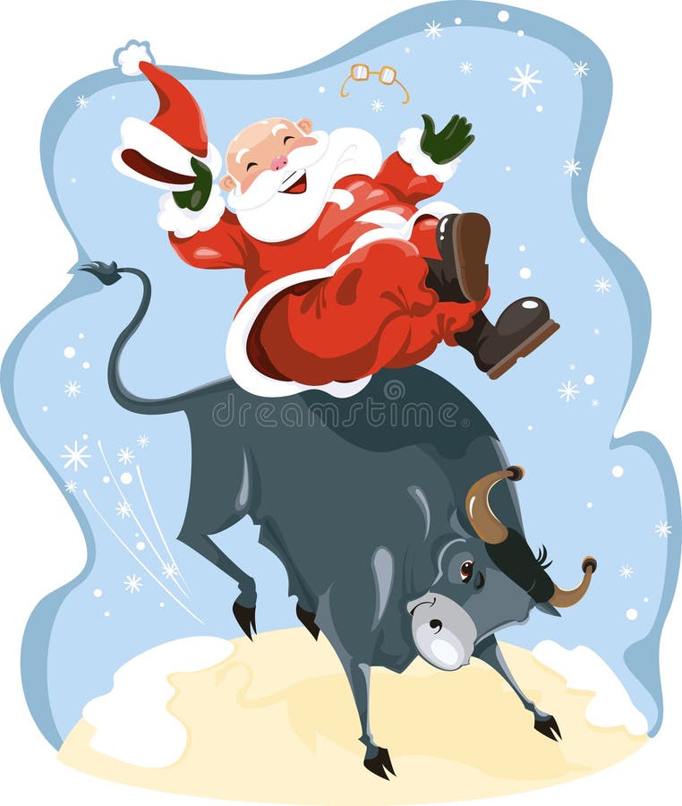 Funny Cartoon Displayed Santa on Rodeo Stock Illustration ...