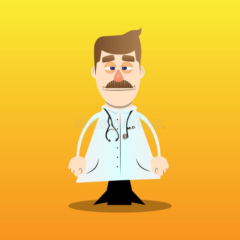 Funny and Cute Cartoon Doctor Standing. Stock Illustration ...