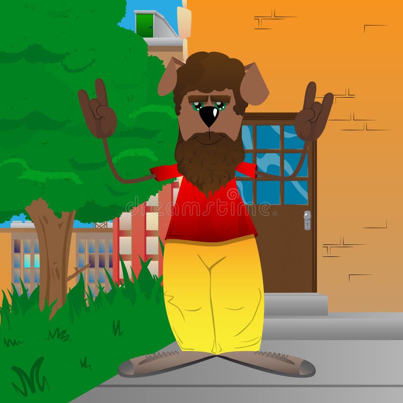 Cartoon Dog with Hands in Rocker Pose. Stock Vector - Illustration of ...