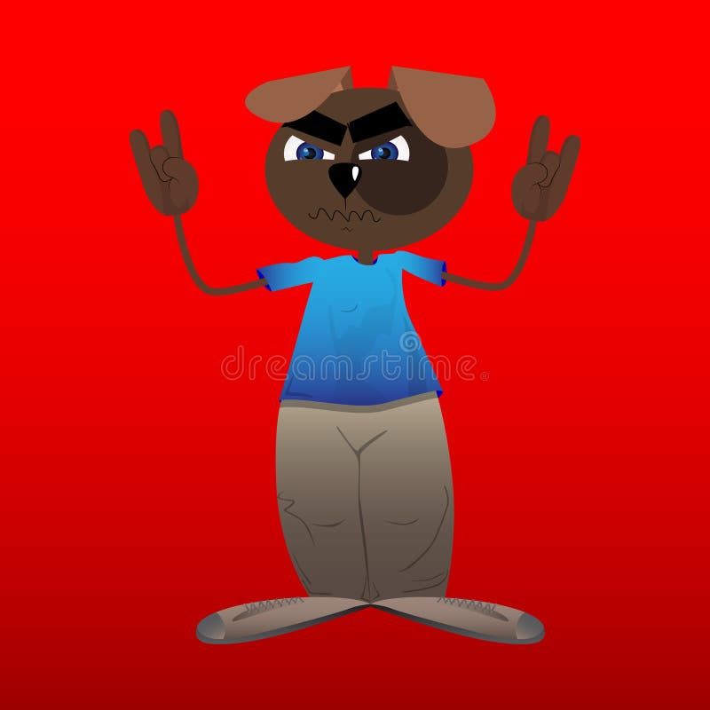 Cartoon Dog with Hands in Rocker Pose. Stock Vector - Illustration of ...