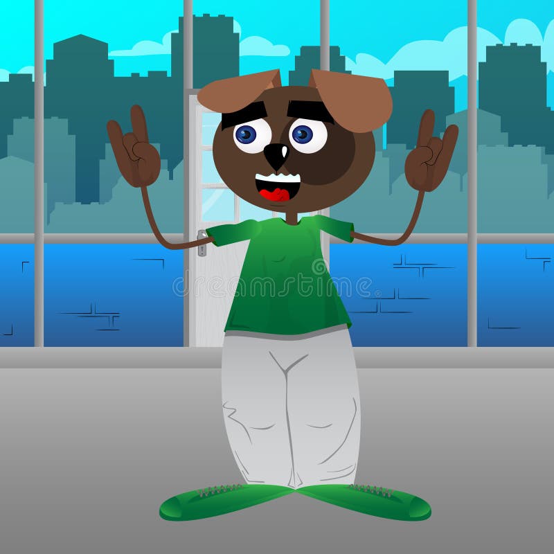 Cartoon Dog with Hands in Rocker Pose. Stock Vector - Illustration of ...