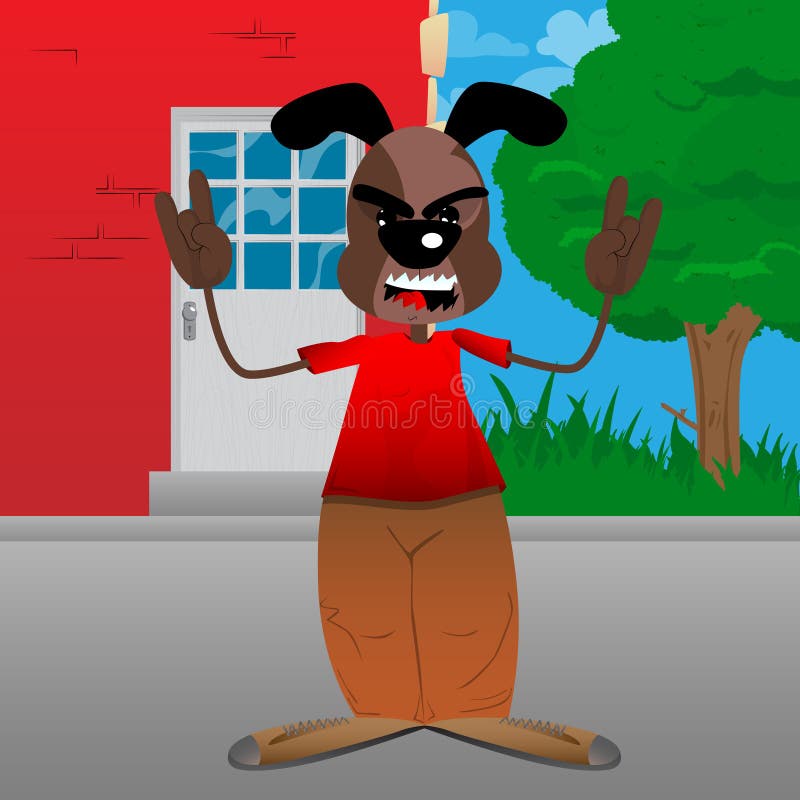 Cartoon Dog with Hands in Rocker Pose. Stock Vector - Illustration of ...