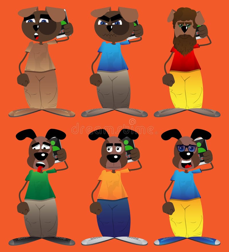 Dog Talking on Cell Phone. Mobile Communication Concept Stock Vector ...