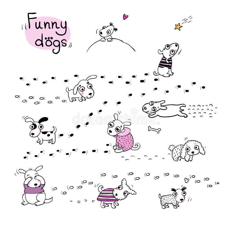 Cartoon Dogs and Puppies Animal Characters Set Stock Vector ...