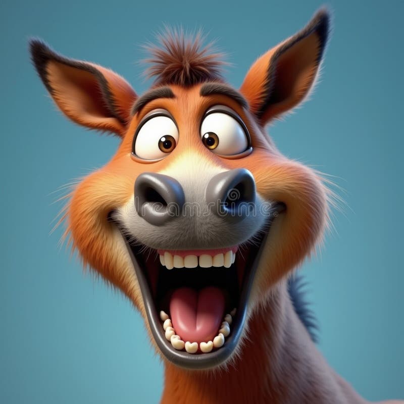 Funny Cartoon Donkey with Big Smile Stock Illustration - Illustration ...
