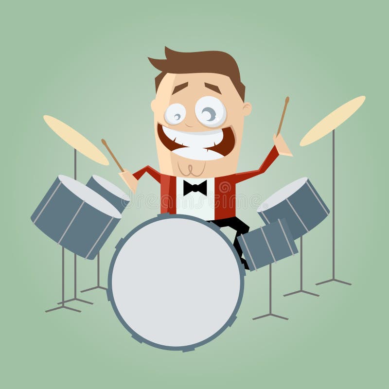 Funny cartoon drummer stock vector. Illustration of drummer - 30920317