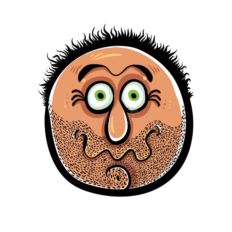 Shocked Cartoon Face With Stubble, Vector Illustration. Stock Vector ...