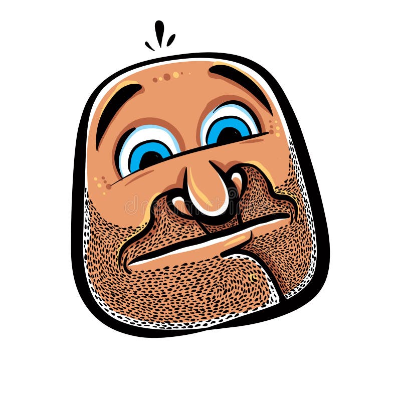 Funny Cartoon Face with Stubble, Vector Illustration. Stock Vector ...