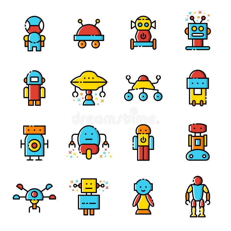 Set of Cartoon Robots. Collection of Cute Retro Robots. Vector ... Set of Cartoon Robots. Collection of Cute Retro Robots. Vector ...