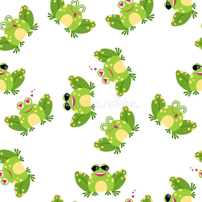 Funny Cartoon Frog - Seamless Pattern. Background, Textile, Backdrop ...