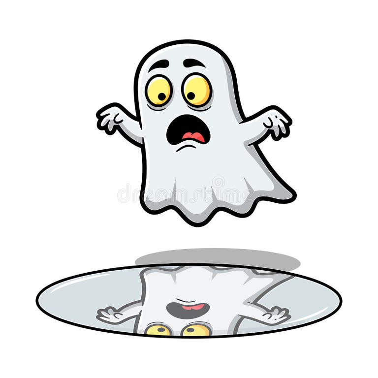 Funny Cartoon Ghost Scared of Its Reflection Clipart Stock Vector ...