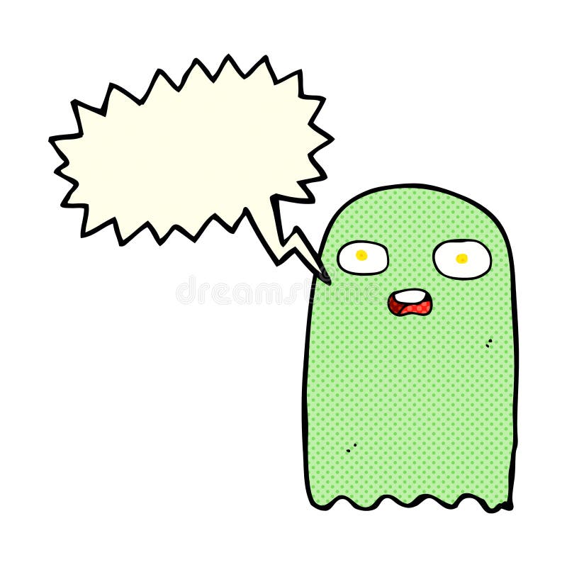 Funny Cartoon Ghost with Speech Bubble Stock Illustration ...