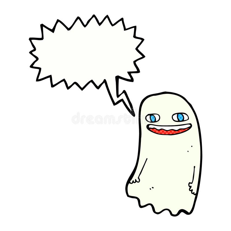 Funny Cartoon Ghost with Speech Bubble Stock Illustration ...