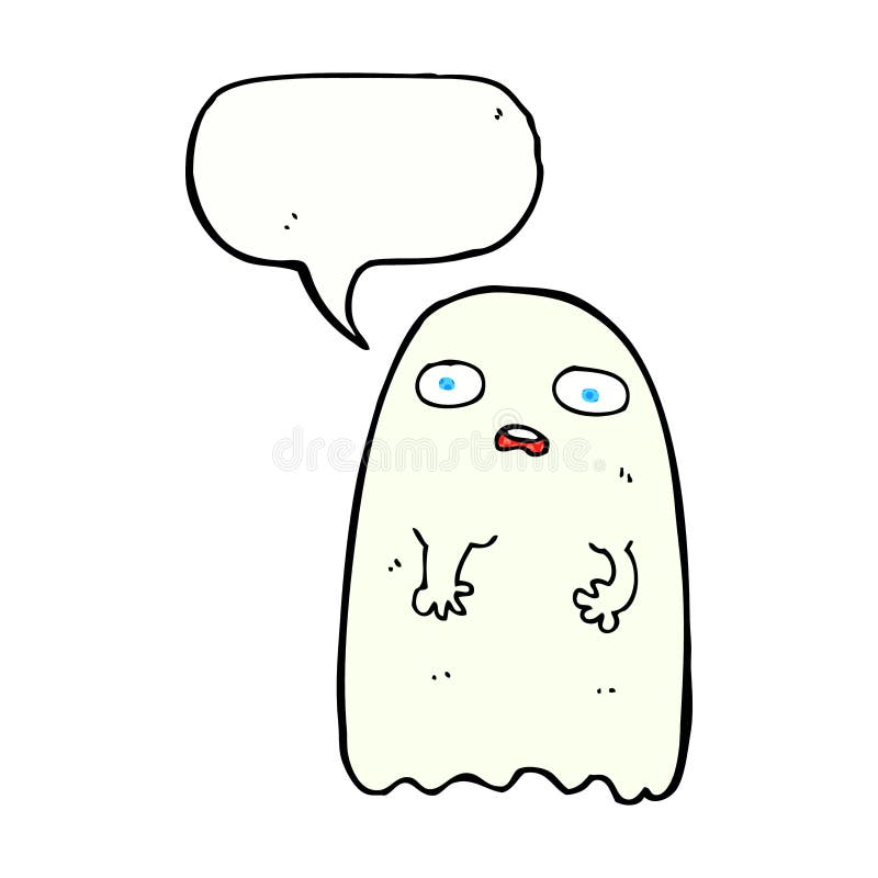 Funny Cartoon Ghost with Speech Bubble Stock Illustration ...